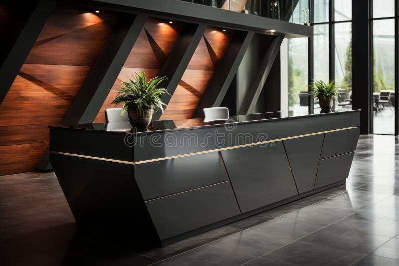 A Modern Reception Desk Design Concept Stock Illustration ...