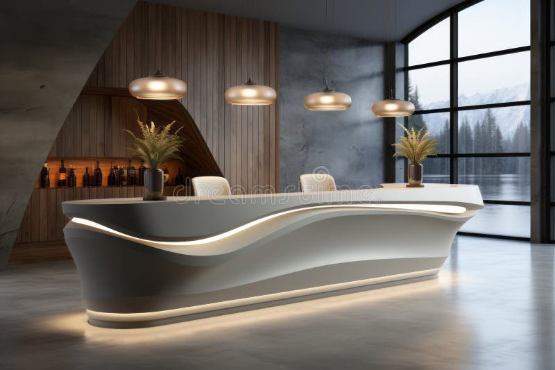 A Modern Reception Desk Design Concept Stock Illustration ...