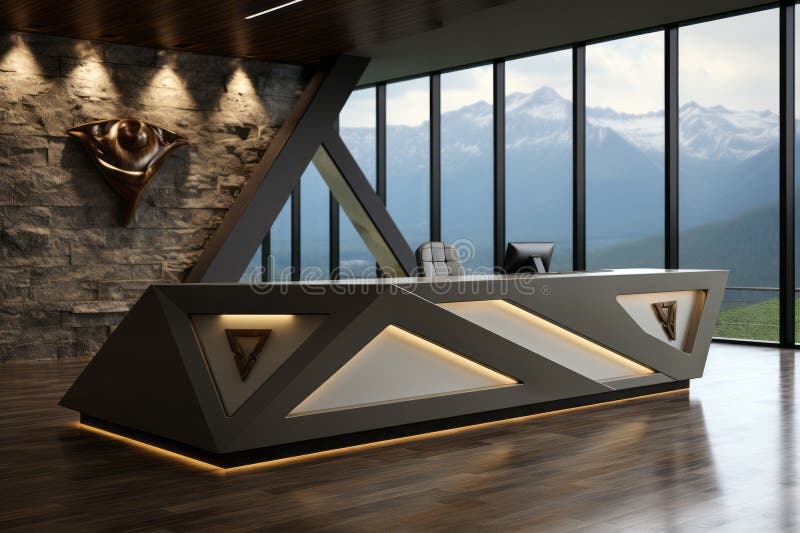 A Modern Reception Desk Design Concept Stock Illustration ...