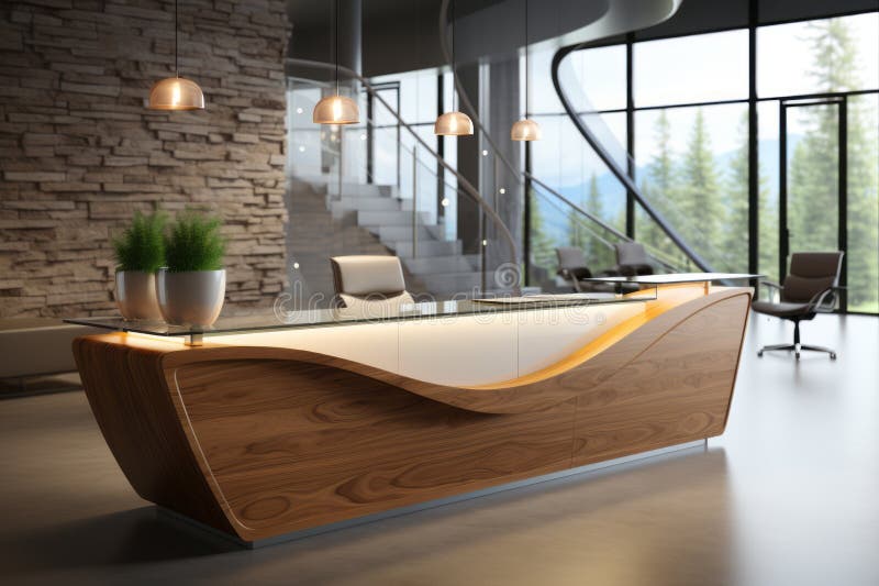 A Modern Reception Desk Design Concept Stock Illustration ...