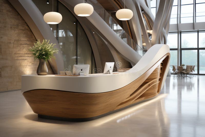 A Modern Reception Desk Design Concept Stock Illustration ...