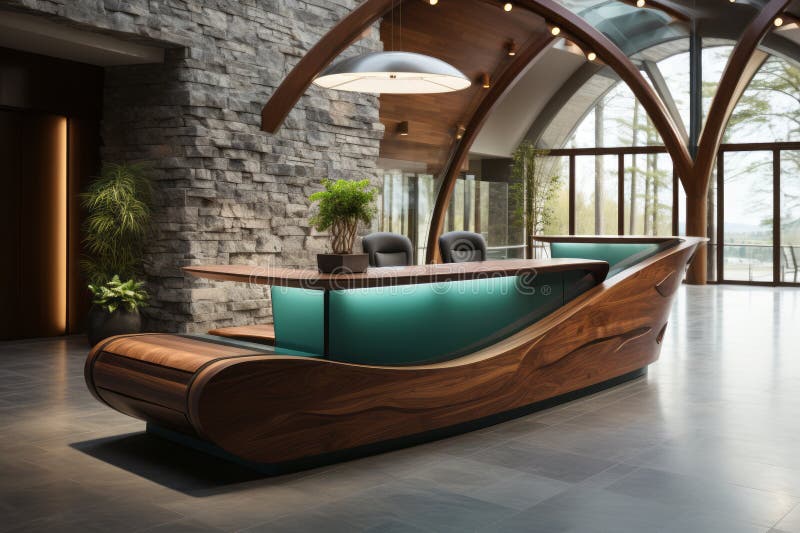A Modern Reception Desk Design Concept Stock Illustration ...