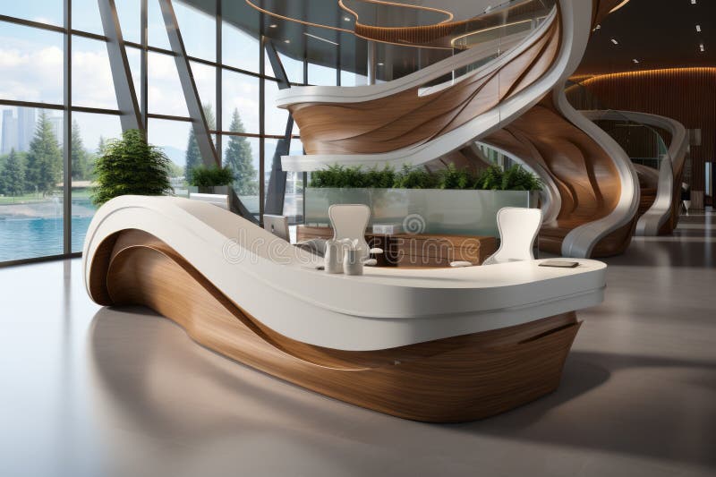 A Modern Reception Desk Design Concept Stock Illustration ...