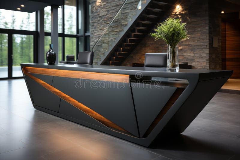 A Modern Reception Desk Design Concept Stock Illustration ...