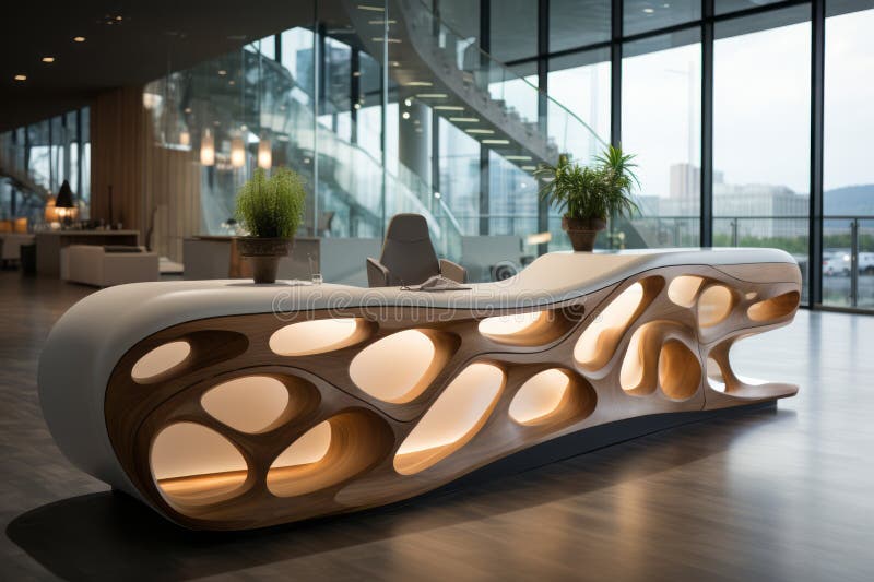 A Modern Reception Desk Design Concept Stock Illustration ...