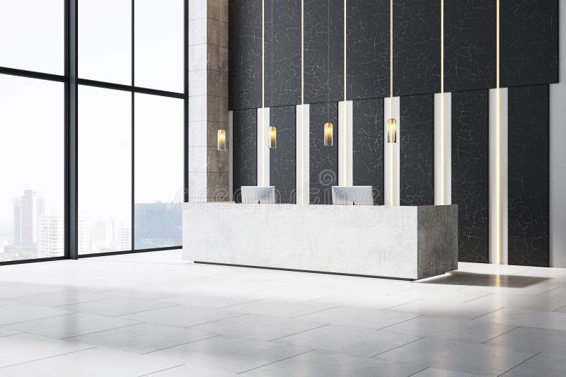 A Modern Reception Desk Design Concept Stock Illustration ...