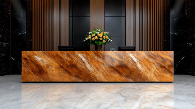 Modern Reception Desk with Flowers in an Elegant Interior Design ...