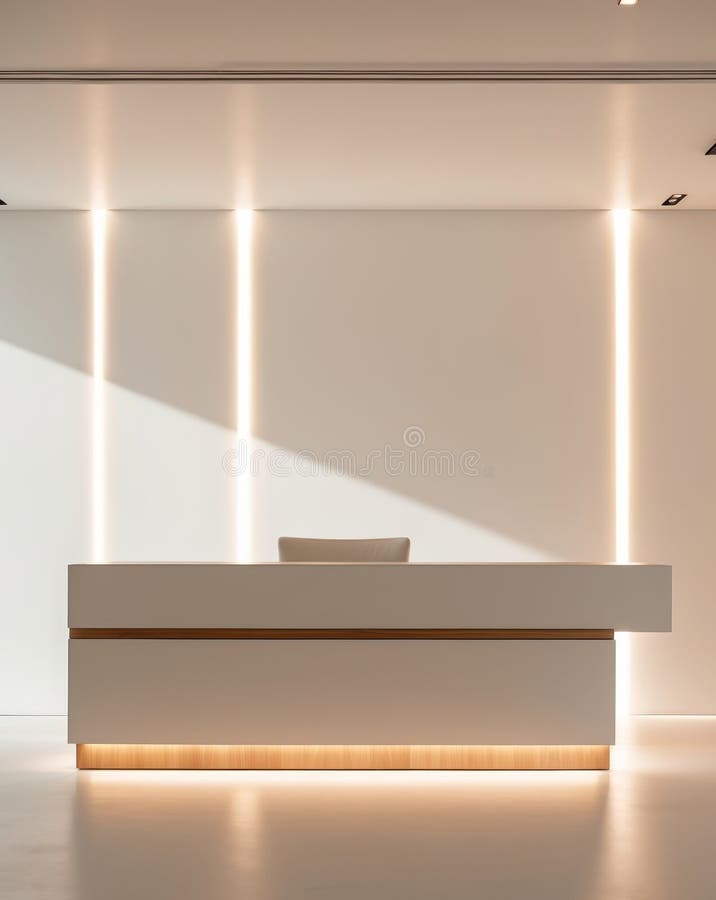 Modern Reception Desk Illuminated Beautiful Warm Lights Stock Photos ...