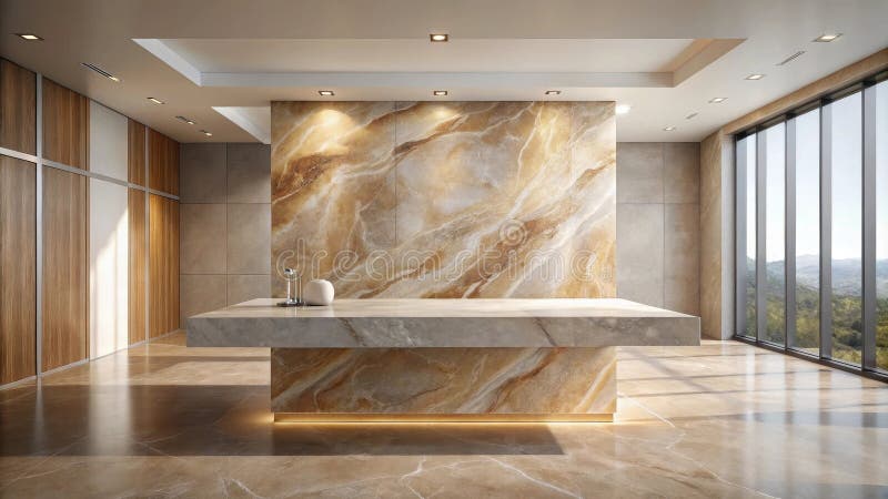 Modern Reception Desk Marble Accents Natural Light Generative Ai Stock ...
