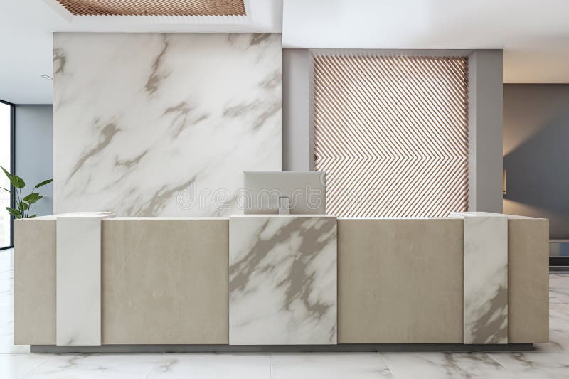 A Modern Reception Desk with Marble Texture in a Stylish Interior ...