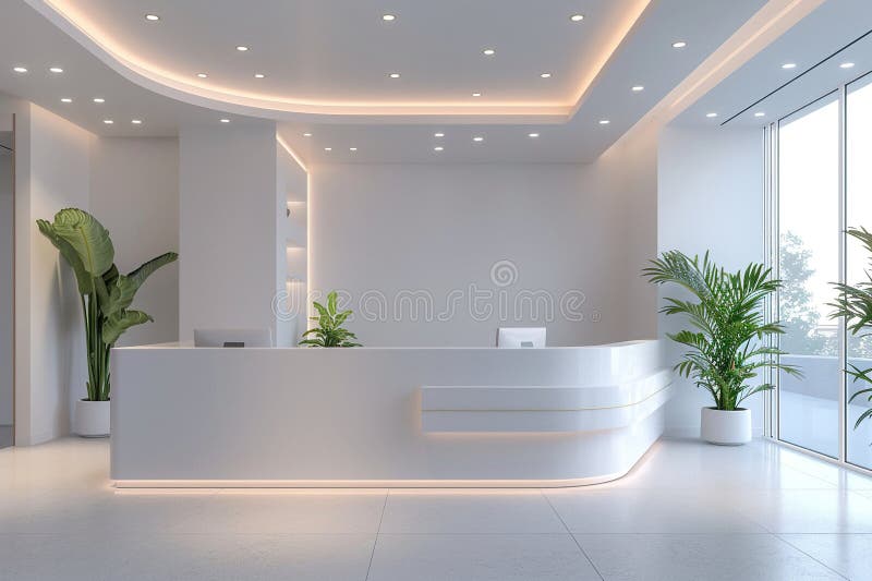 Modern Reception Desk in a Medical Center. Generated by Artificial ...