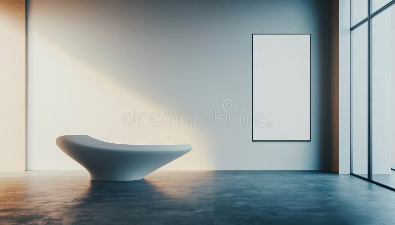 Modern Reception Desk in Office Interior with Empty Billboard Stock ...