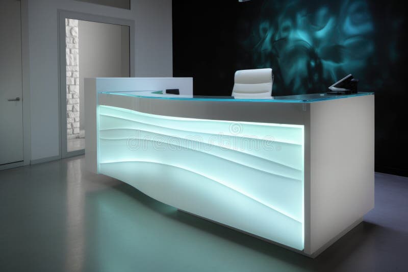 Modern Reception Desk with Sleek Design, Touch Screen Controls and ...
