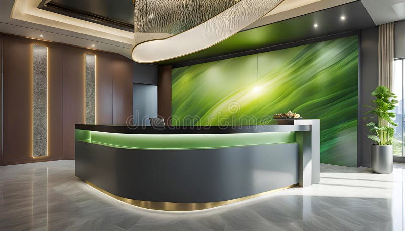 Modern Reception Lobby Interior Design, 3D Rendering, Stock ...