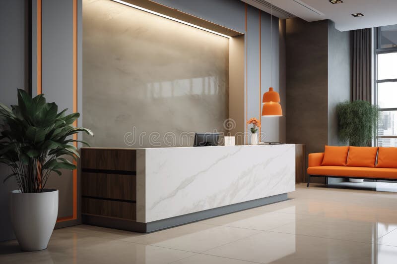 Modern Reception Room Interior Stock Image - Image of horizontal, room ...
