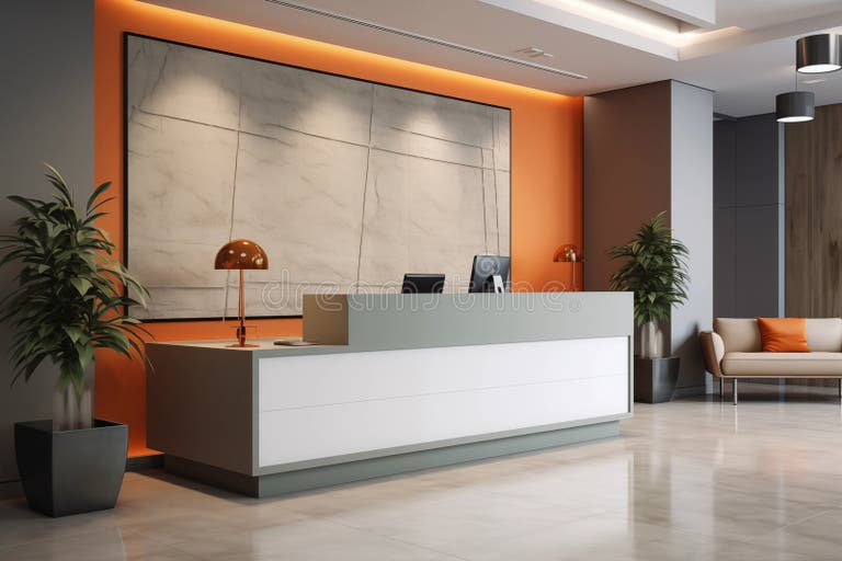 Modern Reception Room Interior Stock Image - Image of indoors, floor ...