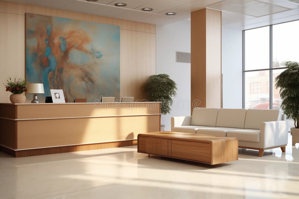 Modern Reception Room Interior Stock Image - Image of furniture, room ...
