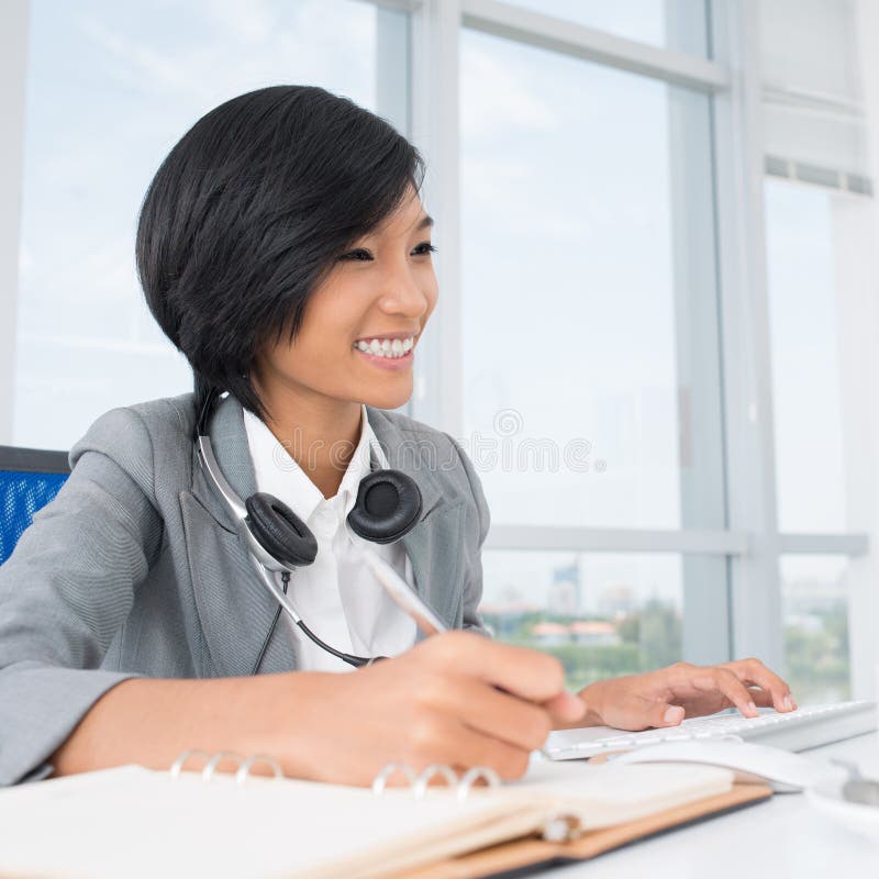 Modern receptionist stock image. Image of closeup, focus - 32523755