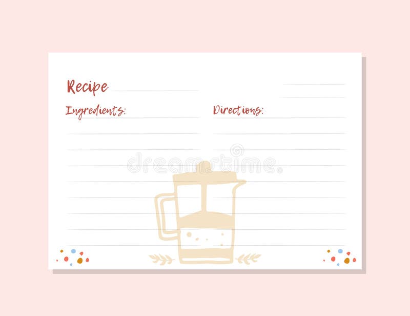 Modern Recipe Card Template for Instant Print Cookbook. A4 Format. Menu ...