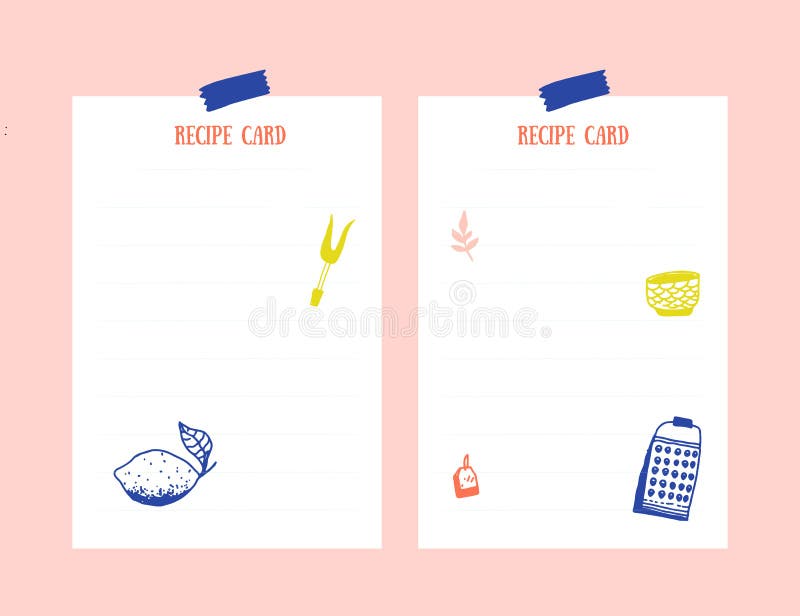 Modern Recipe Card Template Set for Cookbook. Menu Vector Illustration ...