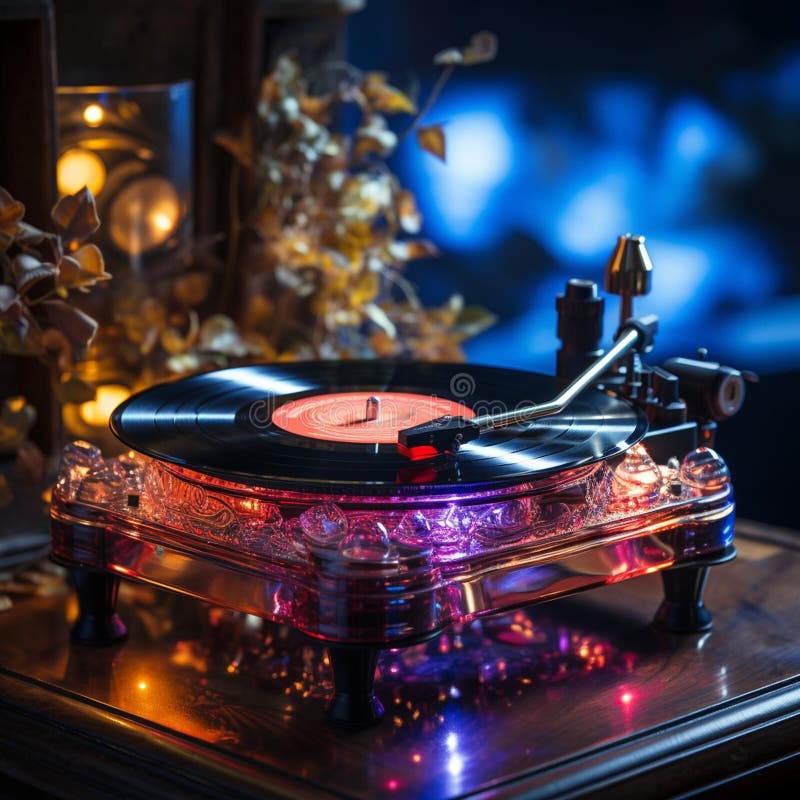 Modern Record Player on a Table in a Home Setting, AI-generated. Stock ...