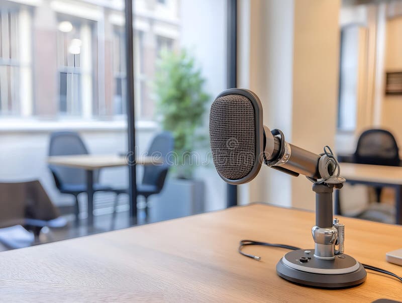 Modern Recording Studio, Bright Lighting, Microphone, Urban Setting ...