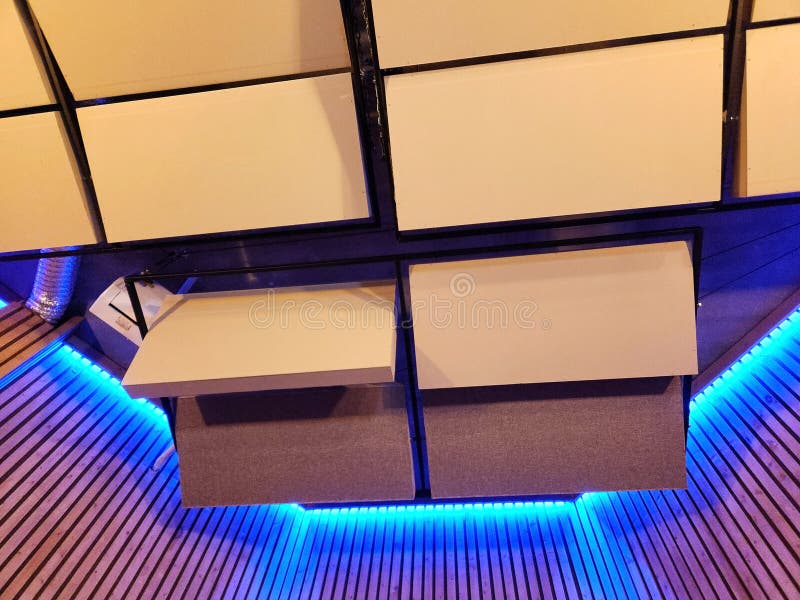Modern Recording Studio Features Soundproofing Panels Blue Lighting ...