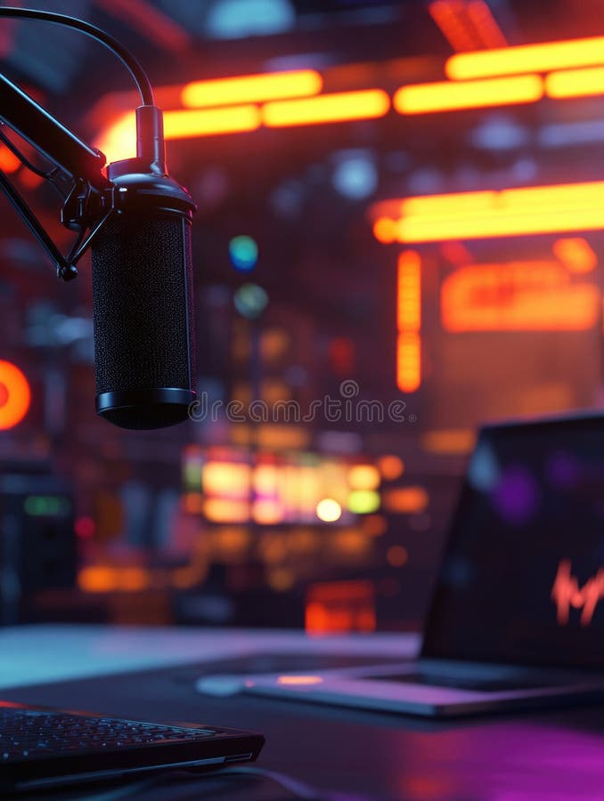 Modern Recording Studio with Microphone and Keyboard Stock Image ...