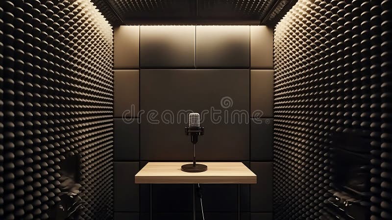 Modern Recording Studio Vocal Booth with Microphone Stock Photo - Image ...