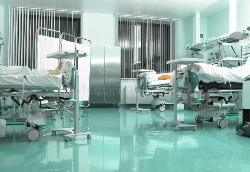 Modern Recovery Room in Hospital Stock Photo - Image of horizontal ...