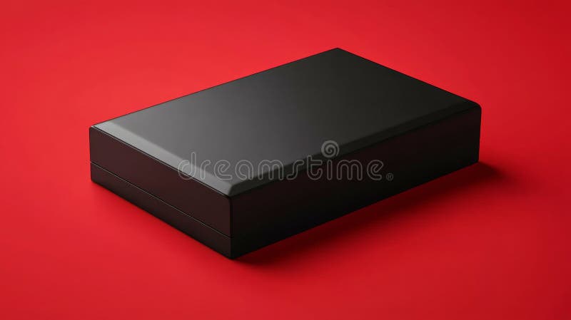 Modern Rectangular Black Packaging Mockup Isolated Deep Red Background ...