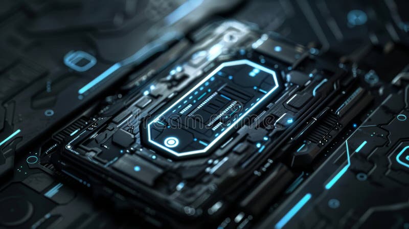 Modern Rectangular Cybersecurity Badge Featuring Tech Motifs for ...