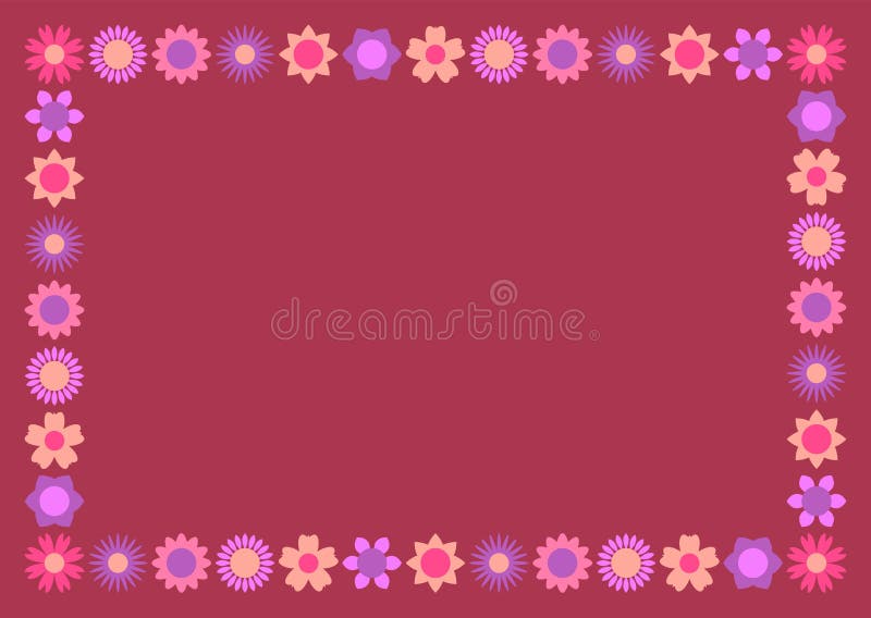 Modern Rectangular Floral Frame with Colorful Beautiful Flowers Stock ...