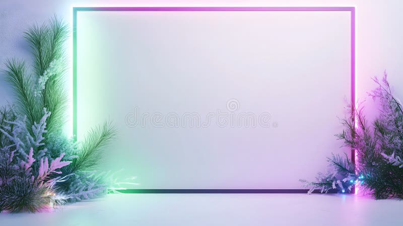 Modern Rectangular Frame with Colorful Neon Lights, Surrounded by ...