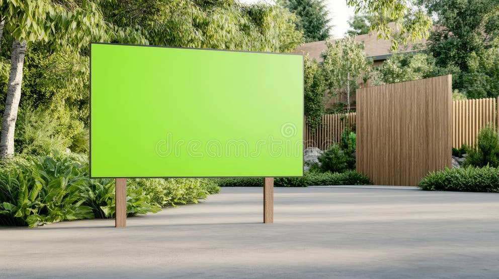 Modern Rectangular Green Screen Digital Signage Panel for Mockup with ...