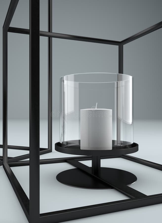 Modern Rectangular Metal Framed Candle Holder Stock Illustration ...