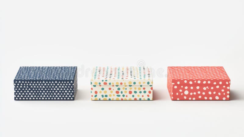 Modern Rectangular Packaging Boxes Mockup with Geometric Patterns on ...