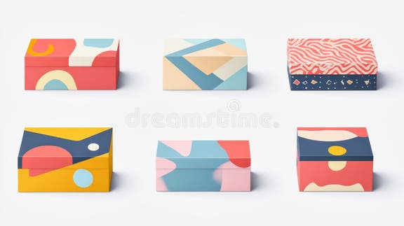 Modern Rectangular Packaging Boxes Mockups Featuring Geometric Patterns ...