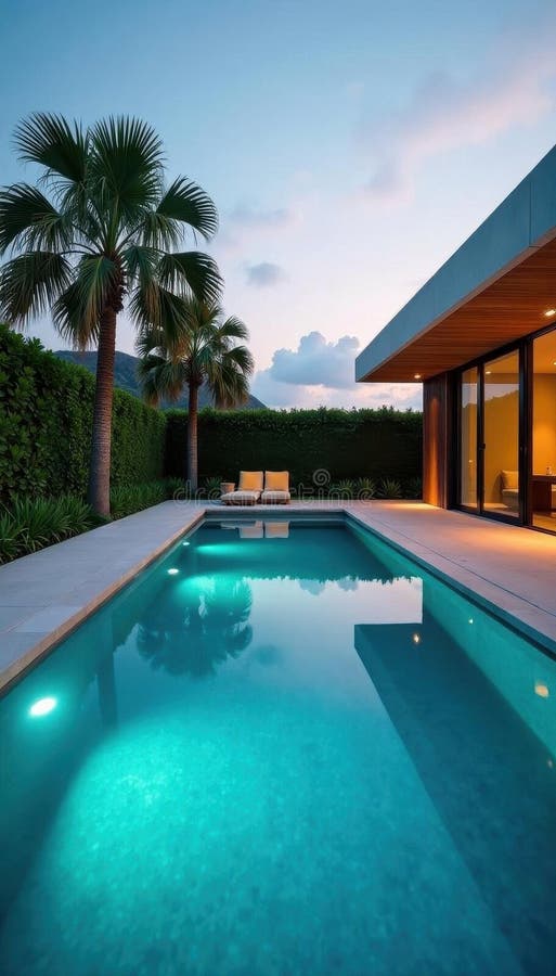 Modern Rectangular Pool, Sleek Design, Inviting Water , Luxury, Shadow ...