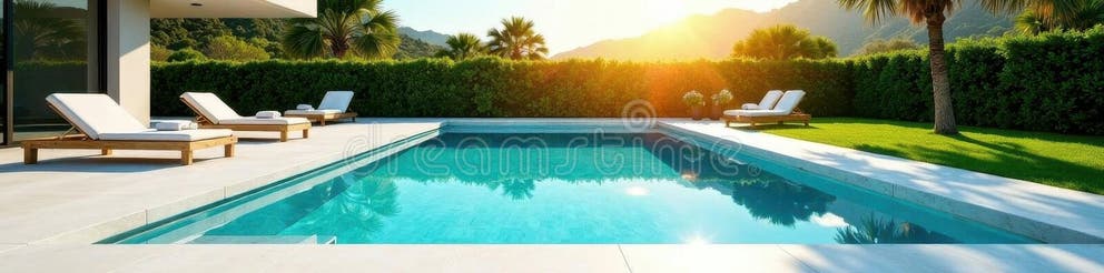 Modern Rectangular Pool, Sleek Design, Sun Drenched, Coping, Design ...