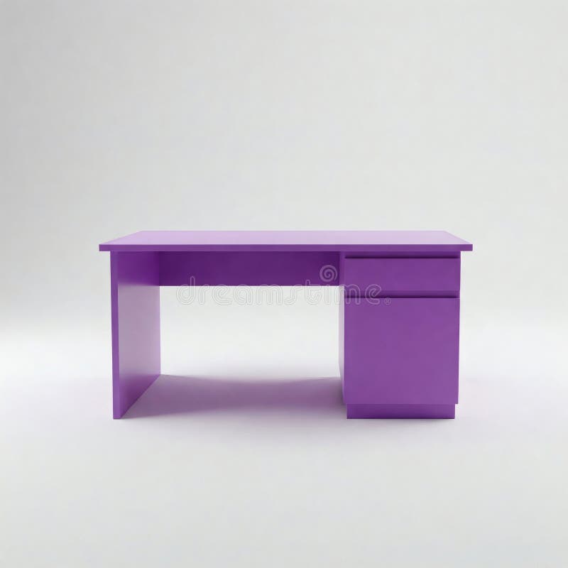 Purple Desk Isolated on White Background. 3d Render Illustration. Stock ...
