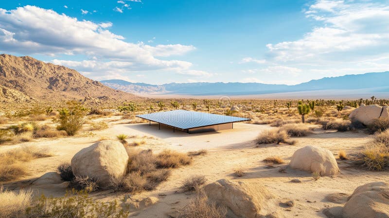 A Modern Rectangular Structure with a Reflective Surface is Set in a ...