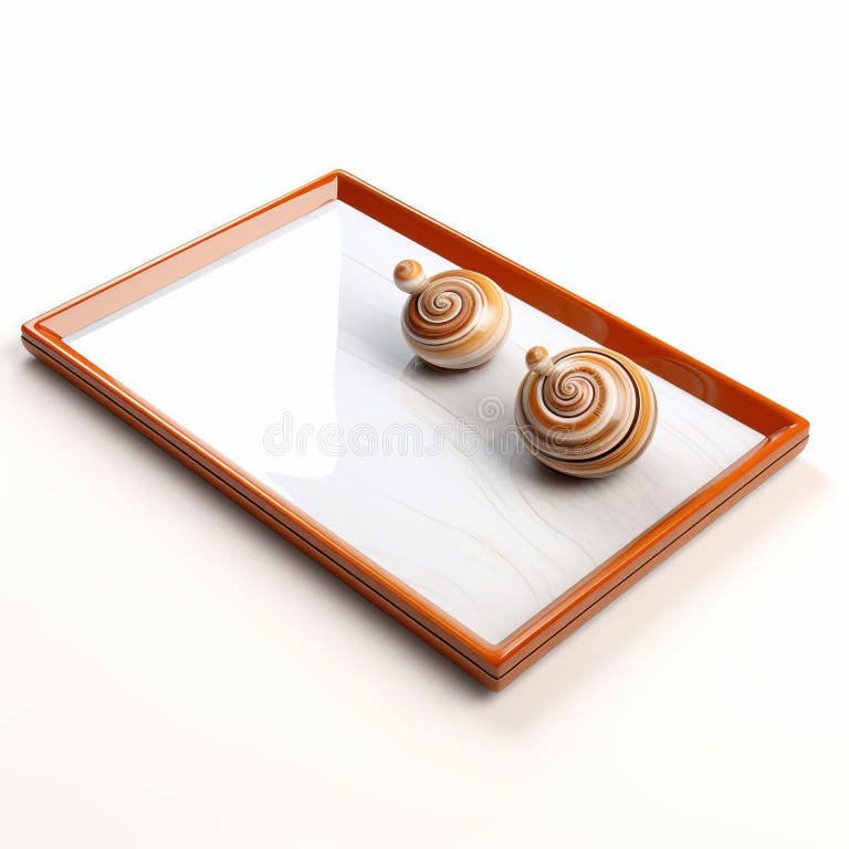 Modern Rectangular Tray with Ceramic Containers on White Stock Photo ...