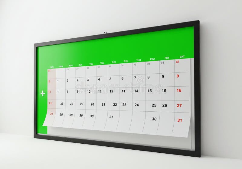 A Modern, Rectangular Wall Calendar with a Black Frame is Displayed ...