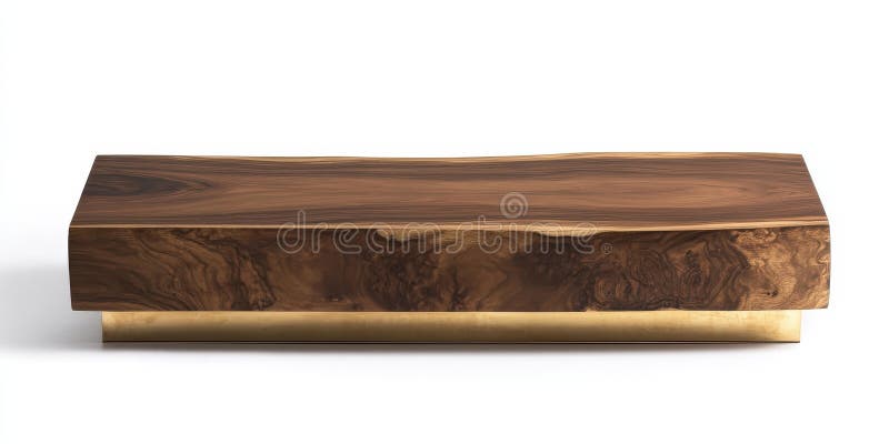Modern Rectangular Wooden Coffee Table with Minimalist Gold Base Design ...