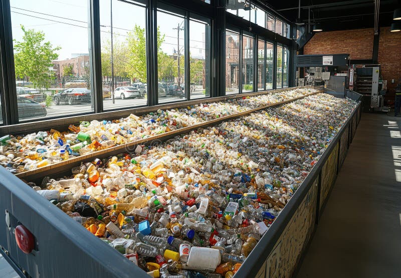 Modern Recycling Facility with Plastic Bottles and Materials Sorted ...