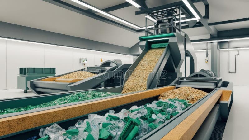 Modern Recycling Facility with Sorting Equipment Stock Illustration ...