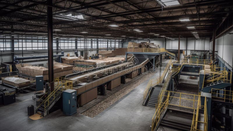 Modern Recycling Plant Interior Stock Photo - Image of warehouse ...