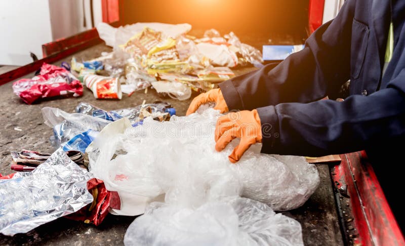At Modern Recycling Plant. Separate Garbage Collection Stock Photo ...