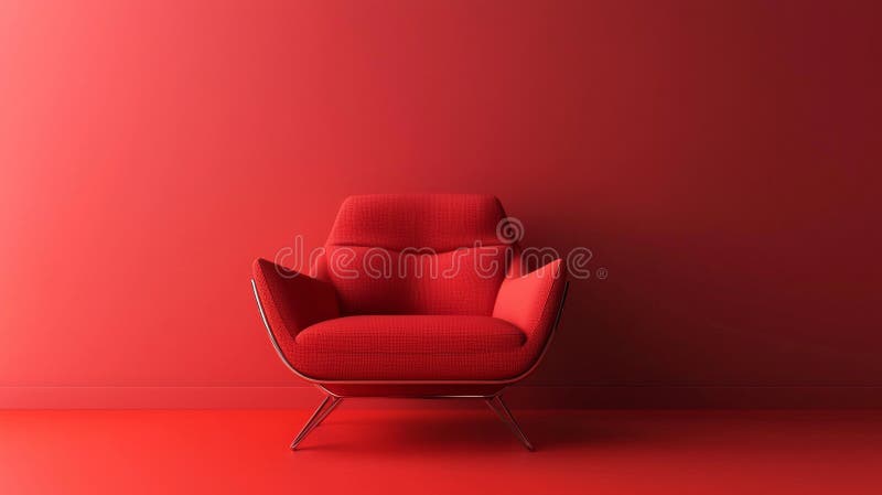 Modern Red Armchair in Minimalistic Red Interior Stock Photo - Image of ...